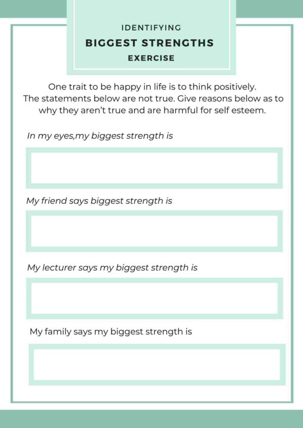 Self Esteem Exercise Worksheet for Life Coach | Life Coaching Tools ...