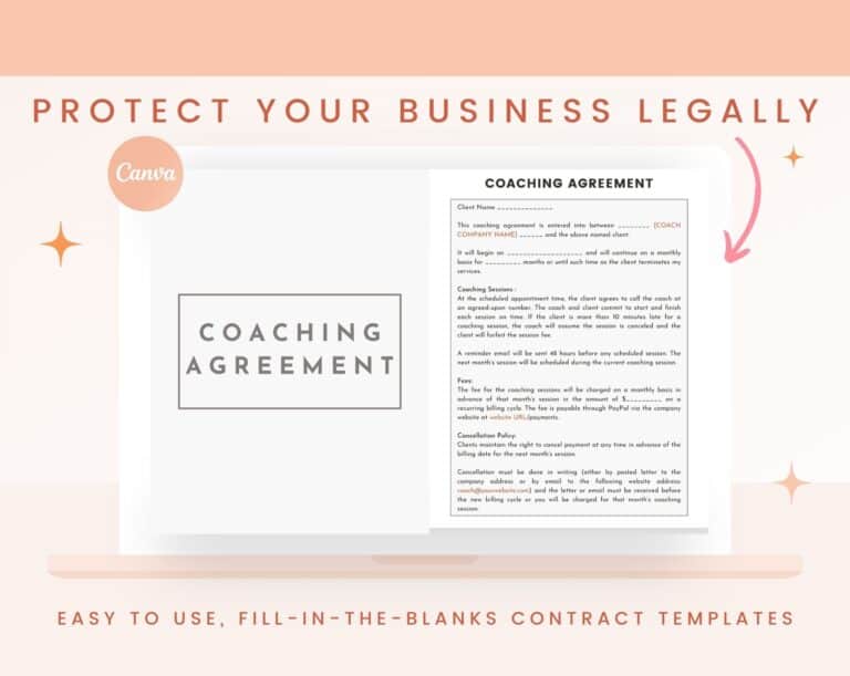 Legal Templates For Coaches | Life Coaching Contract and Agreement ...